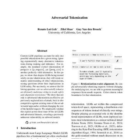 Adversarial Tokenization Acl Anthology