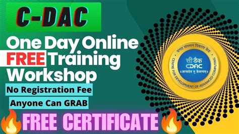 Cdac One Day Online Free Training Workshop Free Certificates Anyone Can Grab 🔥🔥 Youtube