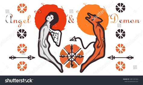 Esoteric Symbols Angel Demon Isolated Over Stock Vector Royalty Free