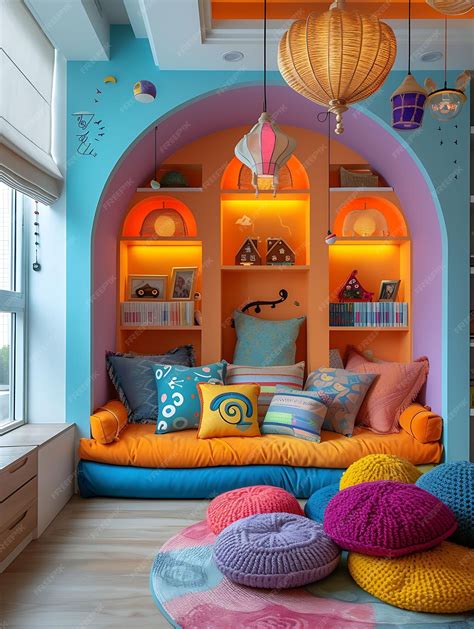 Premium Photo Interior Of The Pied Piper Inspired Bedroom With A Mural Of A Village Mu Decor