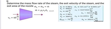 Solved Determine The Mass Flow Rate Of The Steam The Exit Chegg Com
