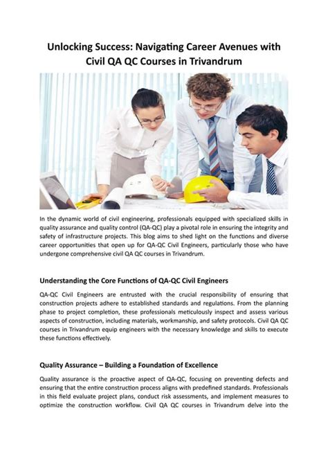 unlocking success navigating career avenues with civil qa qc courses