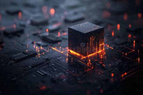 Ai Generated Digital Particles Swirl Around A Cube Stock Illustration Illustration Of Glowing