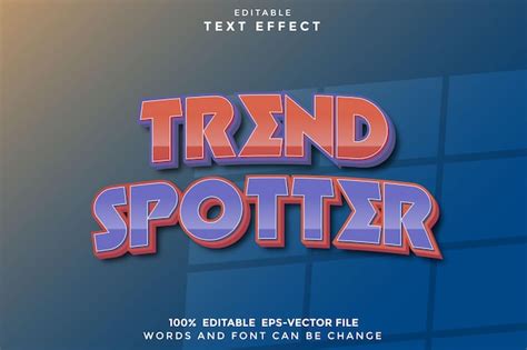 Trend Spotter Editable Text Effect 3d Relieve Estilo Moderno Vector Premium