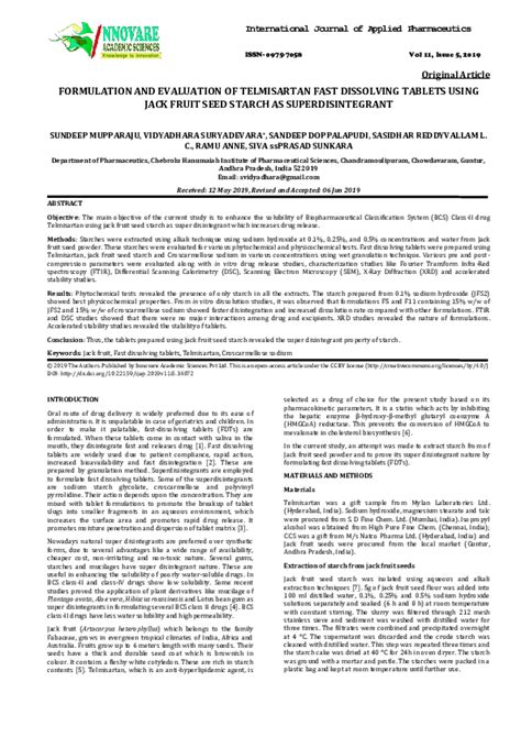 Pdf Formulation And Evaluation Of Telmisartan Fast Dissolving Tablets By Direct Compression Method