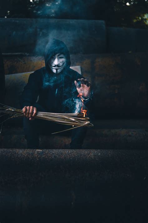 Download Free Flaming Hacker Mask Wallpaper