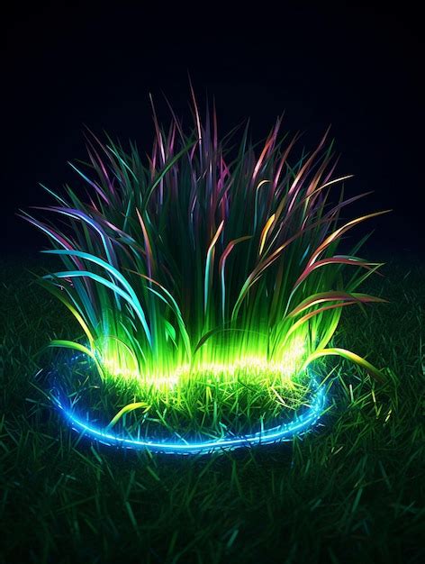 Premium Ai Image A Grass Made Out Of Neon Light Generative Ai