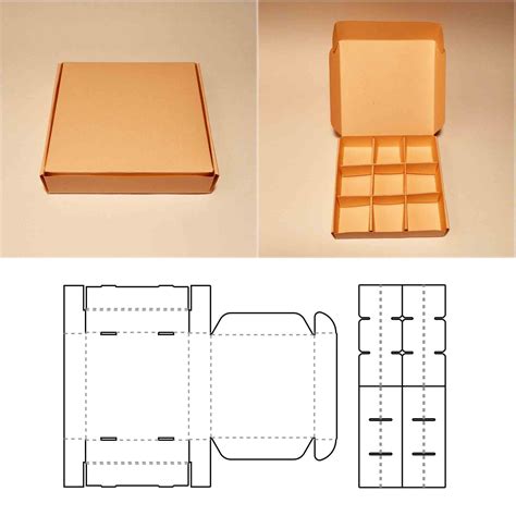Flat Box With Dividers Template Box With Compartments Box With Insert