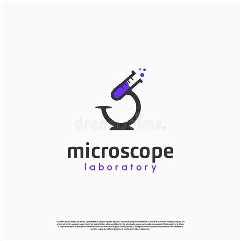 Microscope With Lab Bottle Logo Design Modern Concept Vector Stock