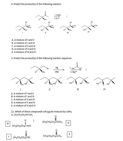 Solved 4 Predict The Product S Of The Following Reaction