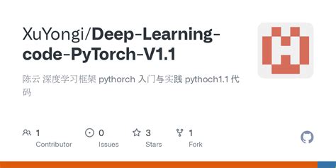 Github Xuyongi Deep Learning Code Pytorch V Pythorch Pythoch