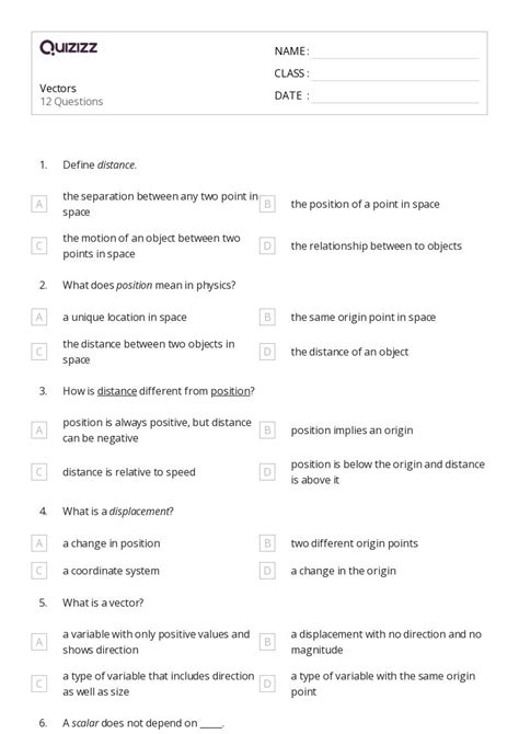 50 Vectors Worksheets For 11th Class On Quizizz Free And Printable