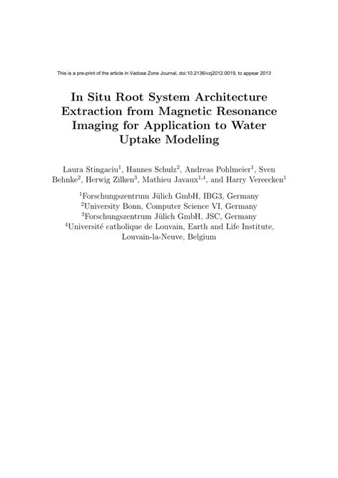 Pdf In Situ Root System Architecture Extraction From Magnetic