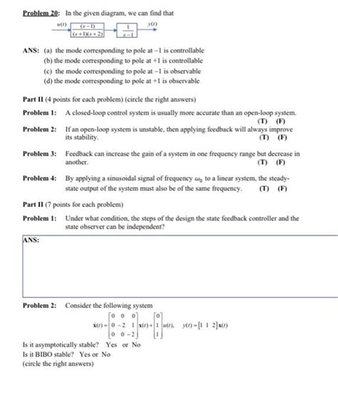 Solved Problem Ii For The Given Transfer Function Y3 3