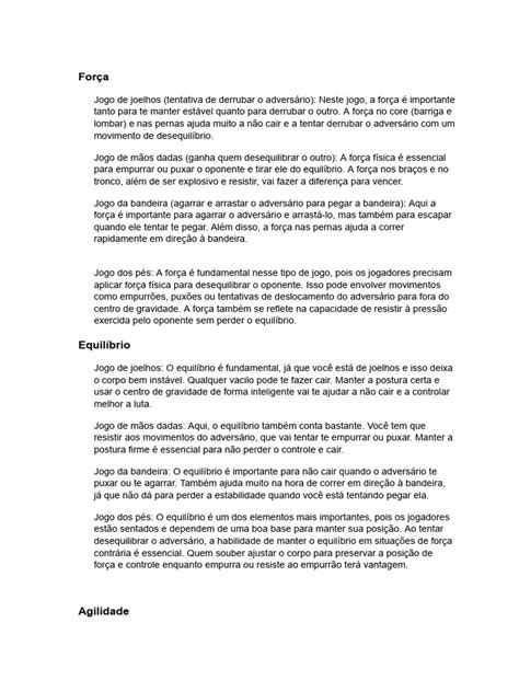 Força E Equilíbrio Em Jogos De Combate Pdf Força Física