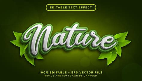 premium vector nature 3d text effect and editable text effect