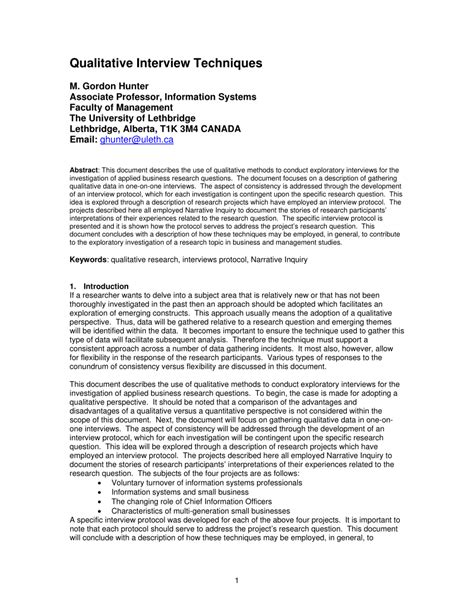 Pdf Qualitative Interview Techniques