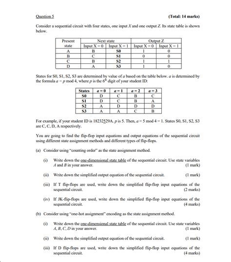 Solved Question 5 Total 14 Marks Consider A Sequential