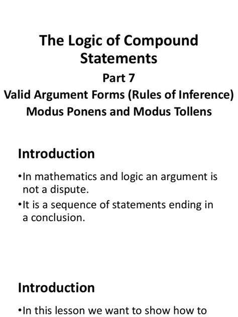 27 The Logic Of Compound Statements Part 7 Argument Logical Consequence
