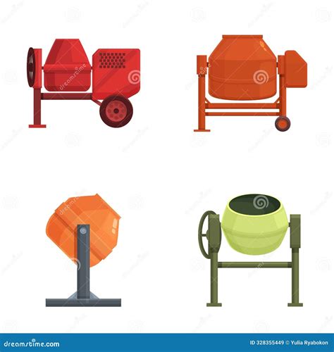 Concrete Mixers In Different Colors And Directions Royalty Free Stock