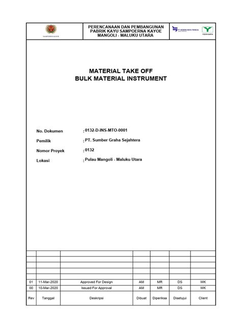 0132 D Ins Mto 0001 Rev01 Mto Instrument Bulk Material Pdf Pipe