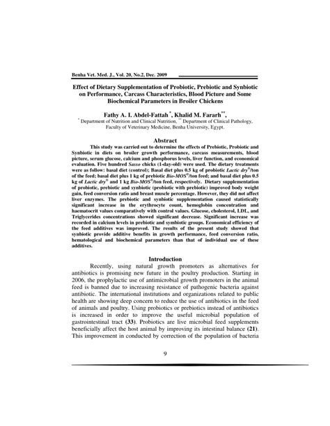Pdf Effect Of Dietary Supplementation Of Probiotic Prebiotic And Synbiotic On Performance
