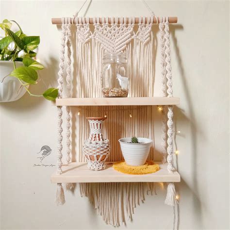 Tier Macrame Shelf Hanging Macrame Shelves Hanger Bohemian Wall Decor Etsy