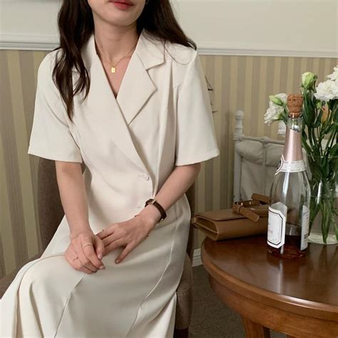 브이넥 정장 원피스 롱드레스 단추 반팔 봄 여름 커리어우먼 오피스 사무실 직장인 세미정장 세미룩 면접복장 결혼식 피로연 하객룩 상견례 엄마돌잔치 30대 40대 여성 여자 레이디