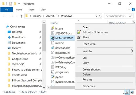 システム エラー メモリ ダンプ ファイルを削除する 6 つの方法