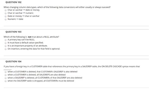 Solved QUESTION When Changing Column Data Types Which Chegg