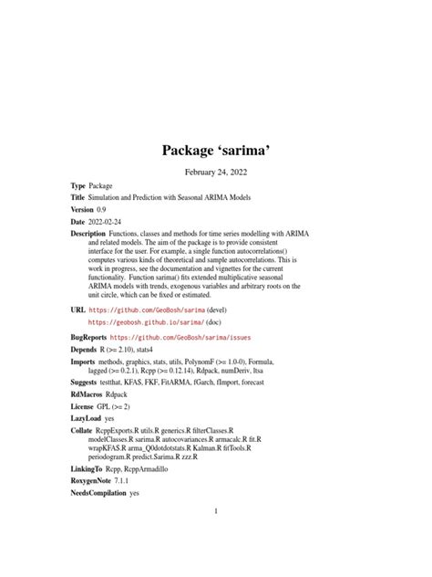 Package Sarima February 24 2022 Pdf Autoregressive Integrated