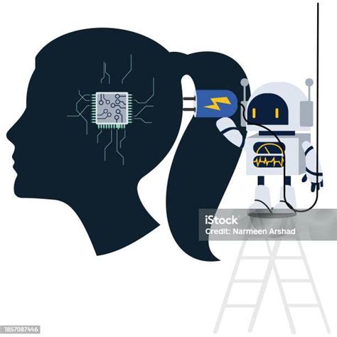 Artificial Intelligence Insert The Plug Into The Robot Head