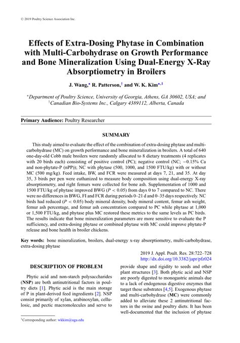 Pdf Effects Of Extra Dosing Phytase In Combination With Multi Carbohydrase On Growth