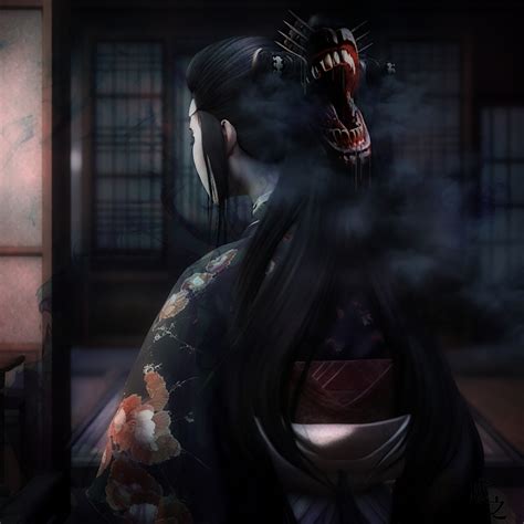Nariyuki Shimamoto Futakuchi Onna Japanese Female Yokai With A Mouth On The Back Of Her Head Nariyuki Shimamoto Futakuchi Onna Japanese Female Yokai With A Mouth On The Back Of Her Head
