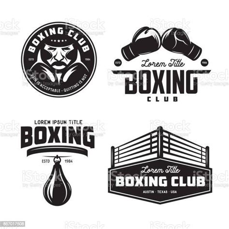 권투 클럽 레이블을 설정 합니다 벡터 빈티지 일러스트입니다 권투 스포츠에 대한 스톡 벡터 아트 및 기타 이미지 권투 스포츠 권투 글러브 권투장 Istock
