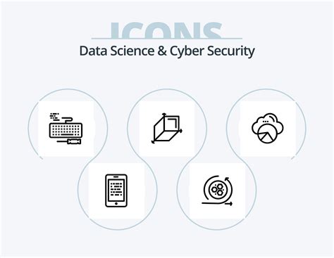 Data Science And Cyber Security Line Icon Pack 5 Icon Design Progress Cloud Scince