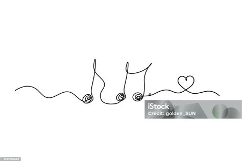 흰색 배경에 연속 선이 그려짐에 따라 하트가 있는 추상적인 전체 노트 개념에 대한 스톡 벡터 아트 및 기타 이미지 개념