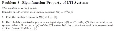Solved Problem 3 Eigenfunction Property Of Lti Systems This