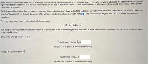 Solved In This Exercise You Will Use These Data To Chegg Com