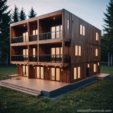 Modular Building With Wood Facade Stable Diffusion Online