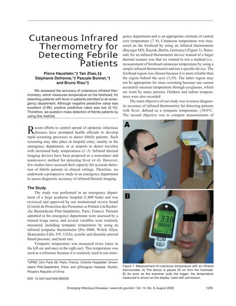 Pdf Cutaneous Infrared Thermometry For Detecting Febrile Patients