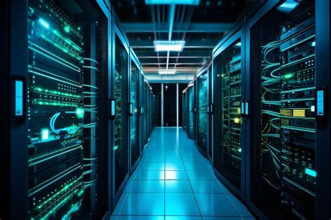 Premium AI Image Network Switches And Routers In Server Room