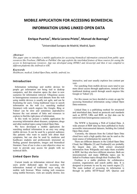 Pdf Mobile Application For Accessing Biomedical Information Using Linked Open Data