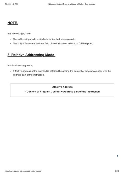 addressing modes types of addressing modes gate vidyalay pdf