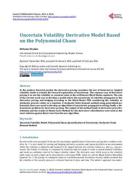 Pdf Uncertain Volatility Derivative Model Based On The Polynomial Chaos