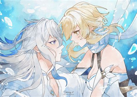 Lumine And Neuvillette Genshin Impact Drawn By Quinnyil Danbooru