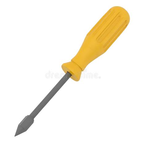Yellow Screwdriver Tool With Grey Shaft Isolated On White Stock Illustration Illustration Of