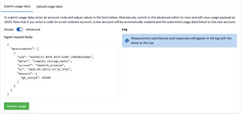 submitting test usage data m3ter documentation
