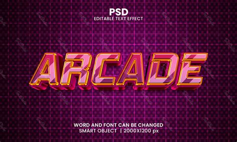 arcade 3d text effect photoshop premium psd file
