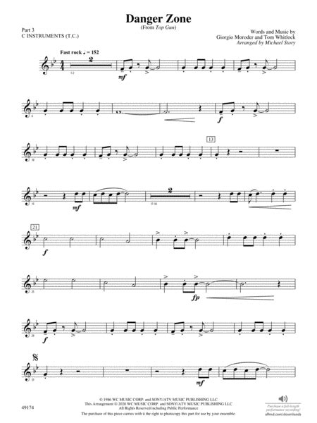 danger zone part 3 c instruments t c concert band digital sheet music sheet music plus